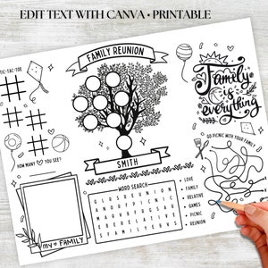 Family Reunion Editable Activity Placemat, Coloring Page Craft for Kids ...