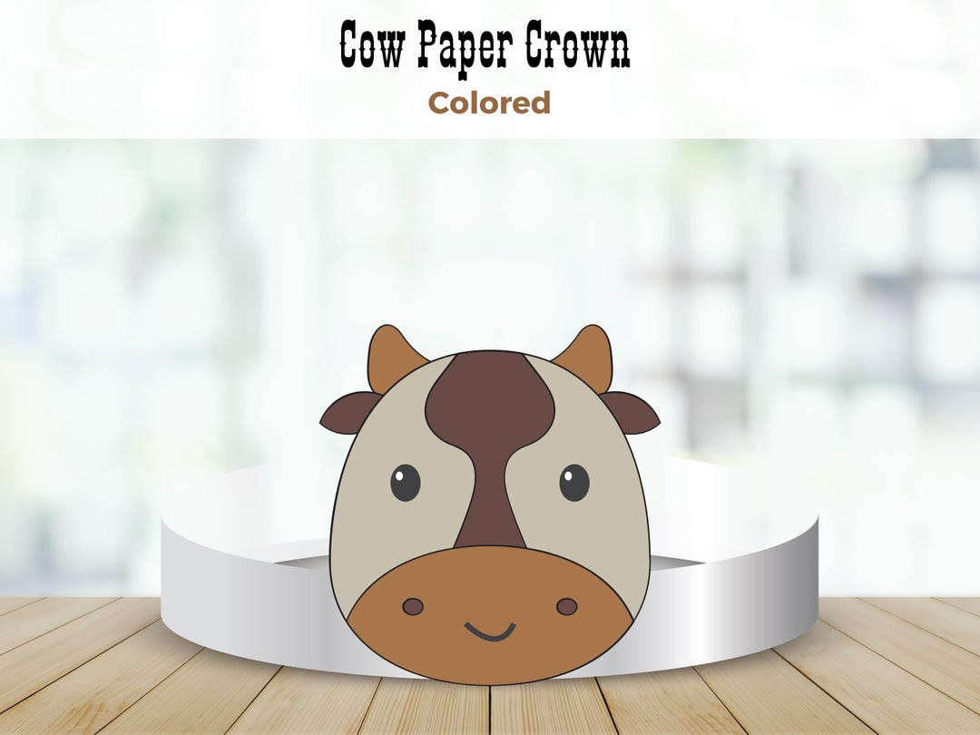 Cow Paper Hat Crown Craft, Cow Coloring Craft Paper Crown Template ...