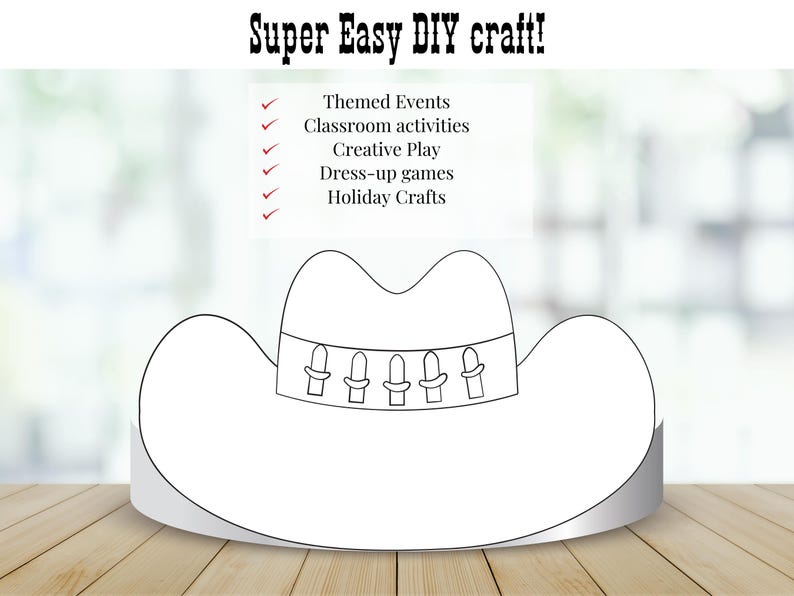 Cowboy Hat Paper Crown, Coloring Craft for Kids, Cowgirl & Cowboy ...