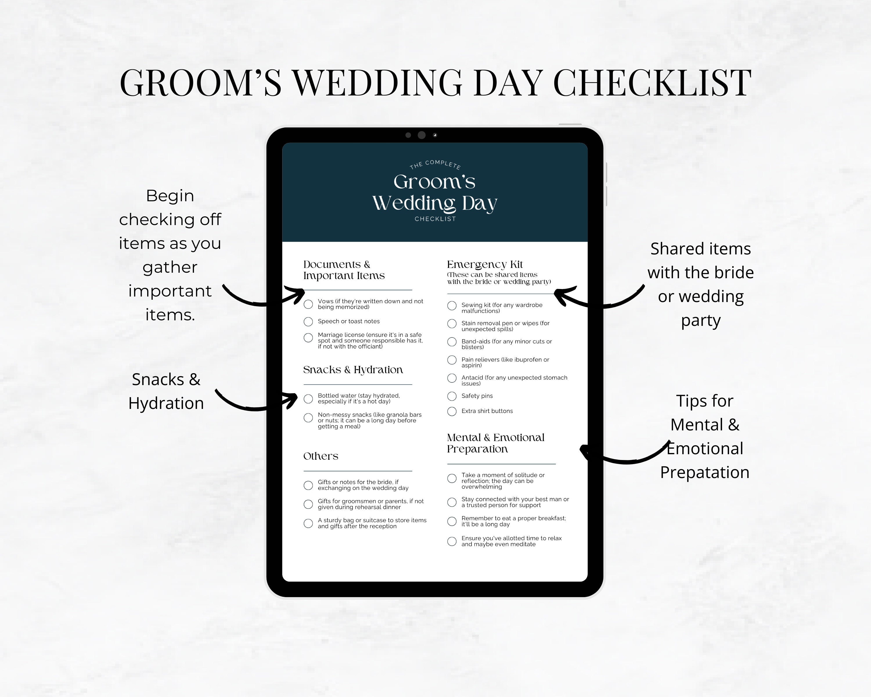 Grooms Wedding Day Checklist Editable Canva Template Groom - Etsy