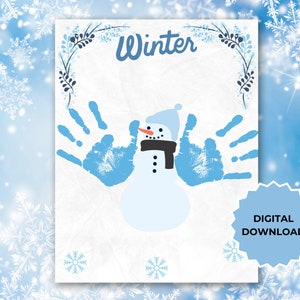Winter Handprint Art Craft, Memory Baby Art Snowman Keepsake, Preschool ...