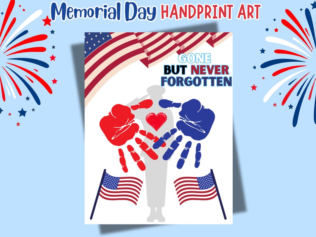 Memorial Day Handprint Craft, Patriotic Handprint Art, Baby Keepsake ...