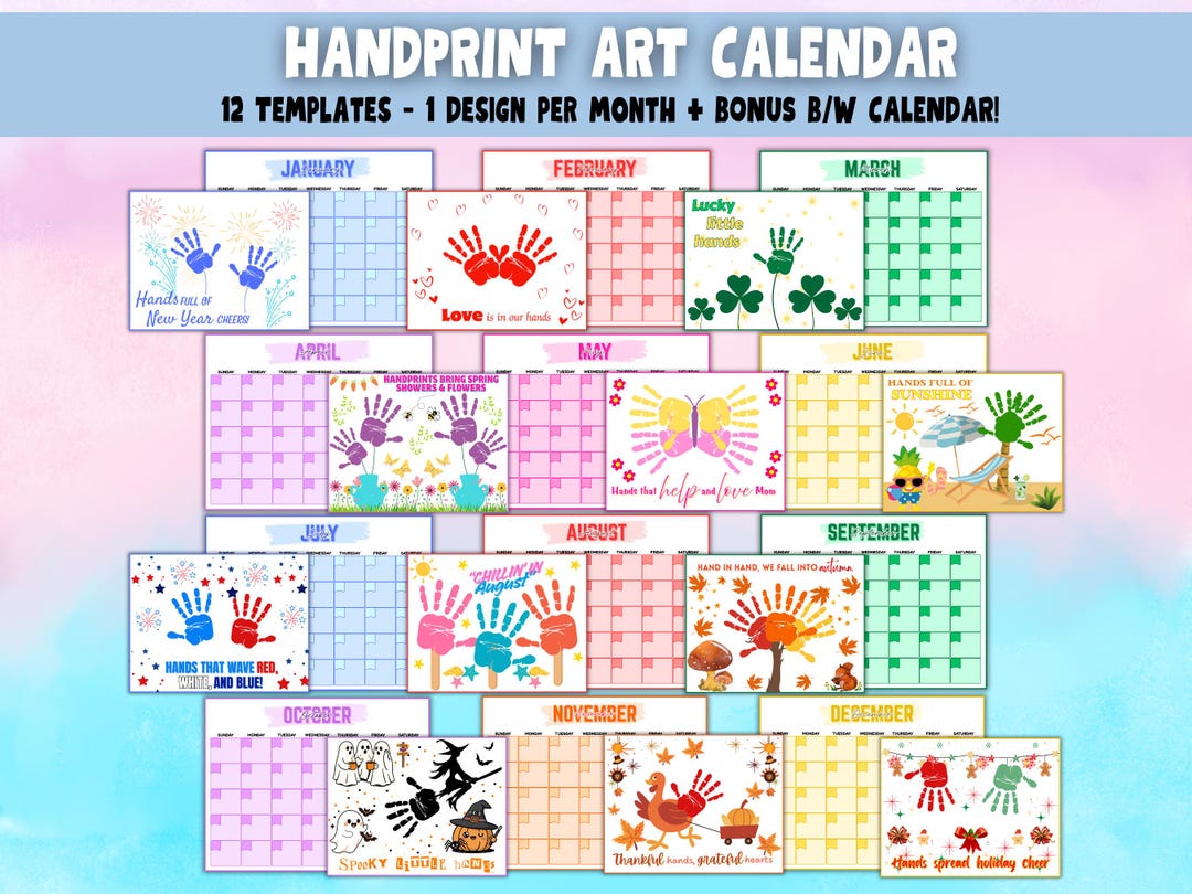 2026 Handprint Art Calendar, Printable Handprint Christmas Gift ...