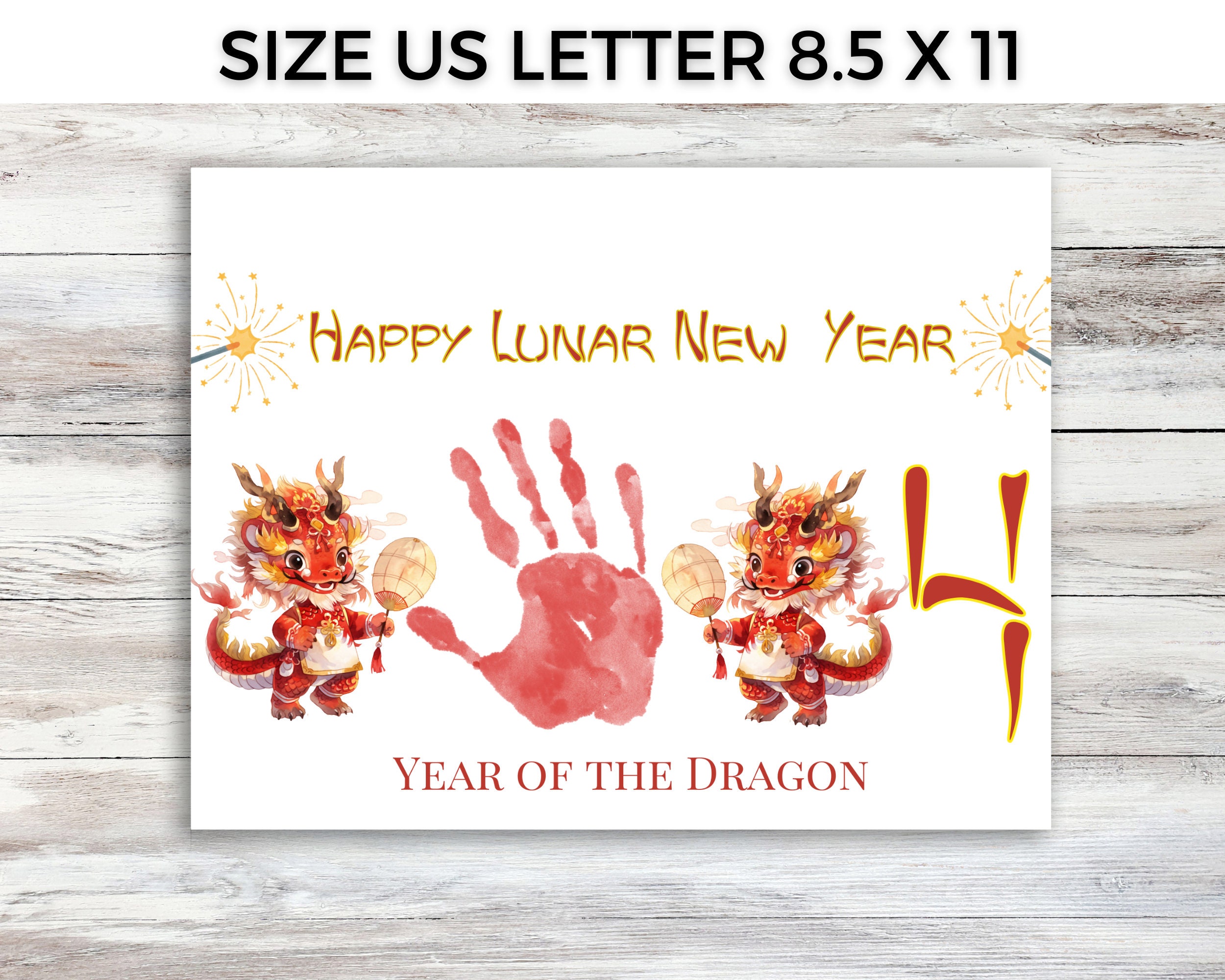Lunar New Year Handprint Craft, 2024 Chinese New Year Handprint Art ...