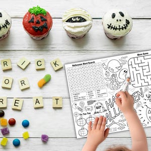 Halloween Kids Activity Placemat, Halloween Coloring Page, Printable ...
