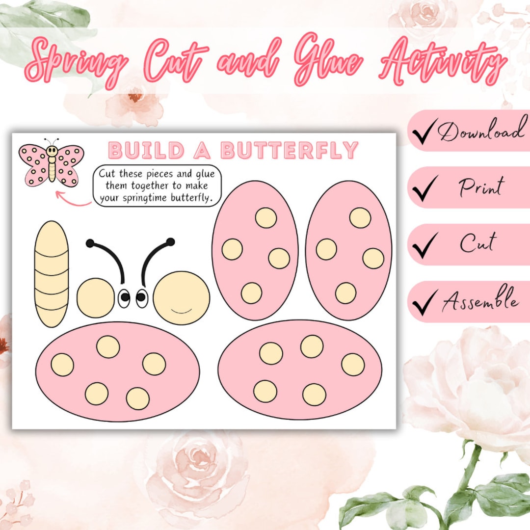 Spring Cut & Glue Activity, Build a Butterfly Cut and Paste Craft ...