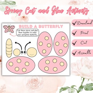 Spring Cut & Glue Activity, Build a Butterfly Cut and Glue Craft ...