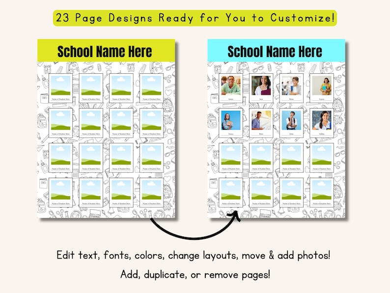 Editable Class of 2026 Senior Yearbook Template for High School, Canva ...