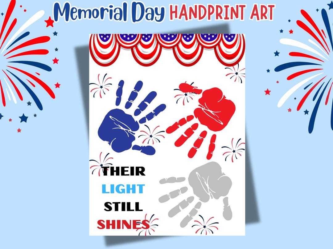 Memorial Day Handprint Craft, Patriotic Handprint Art, Baby Keepsake ...