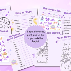 Princess Birthday Party Games, Printable Birthday Games for Girls ...