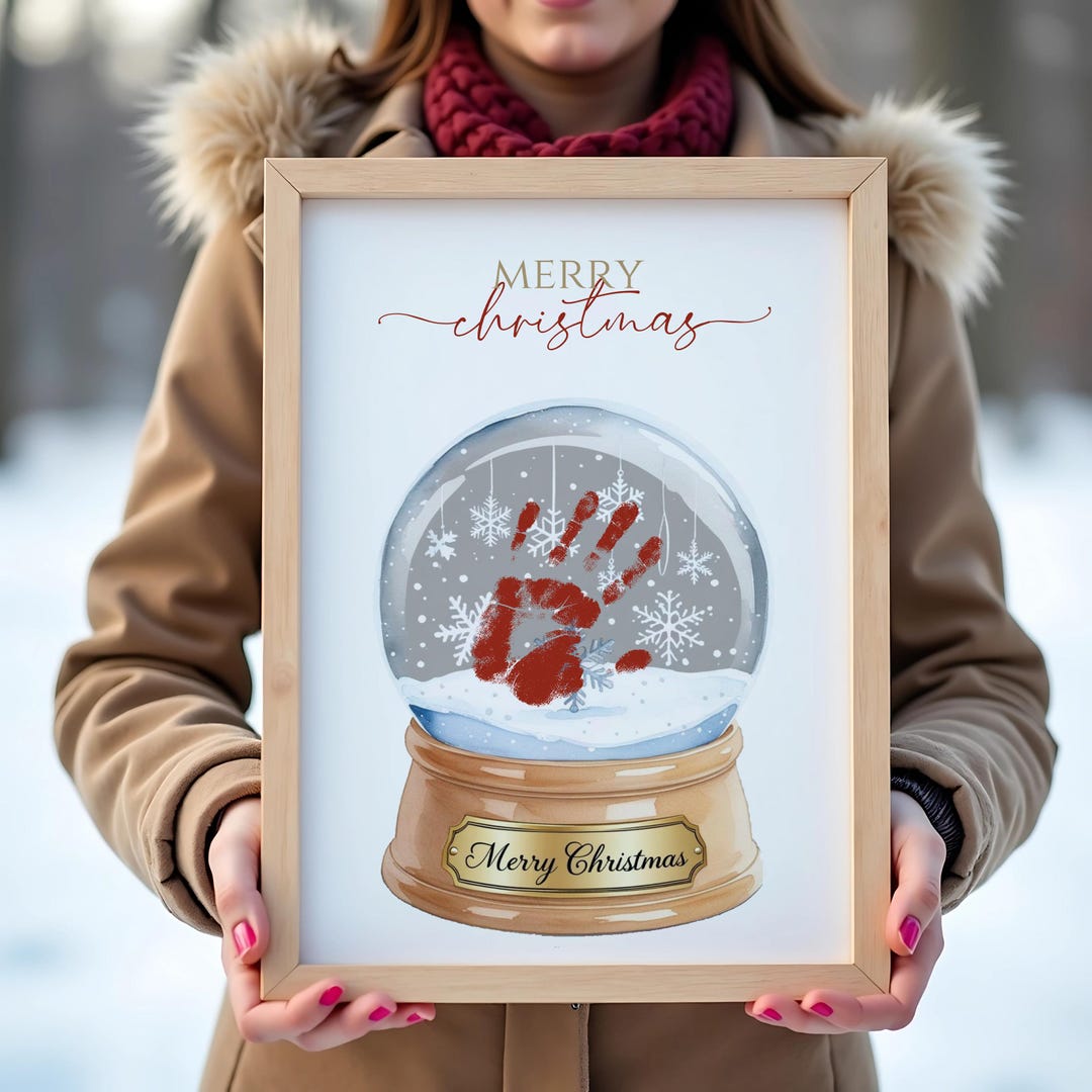 Christmas Snow Globe Handprint Craft – Toddler & Baby Christmas Art ...