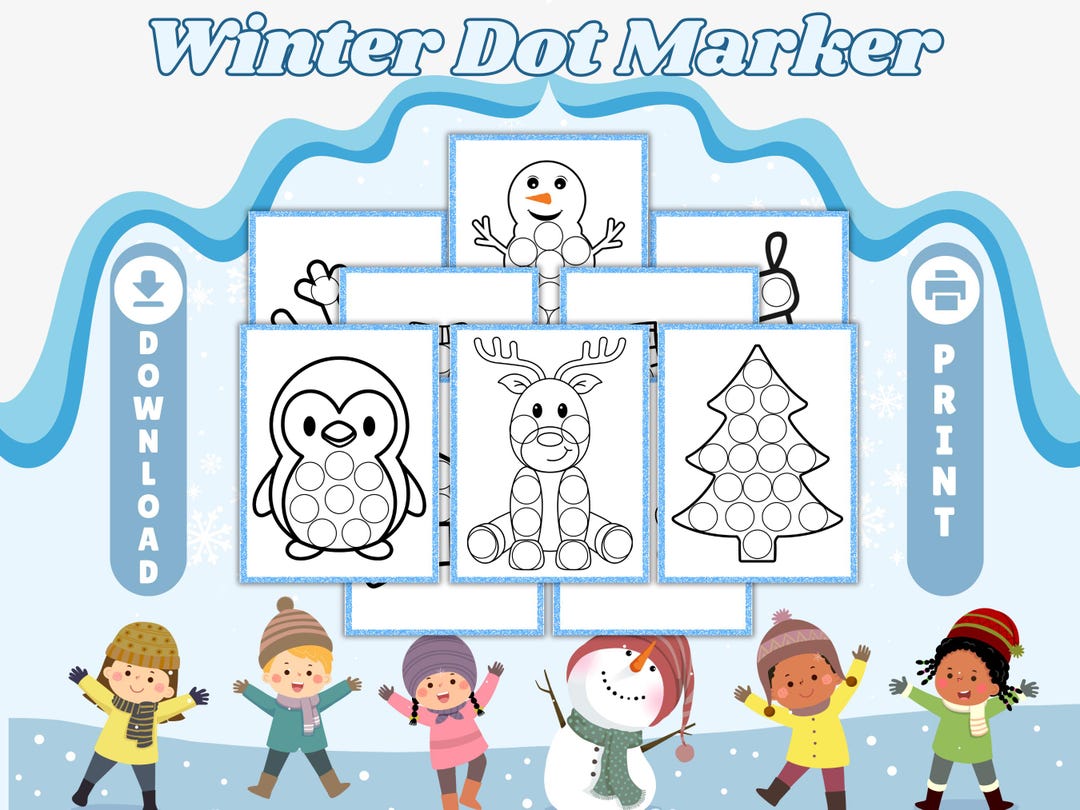 Winter Dot Marker Printable – Dot Coloring Pages & Fine Motor Activity ...