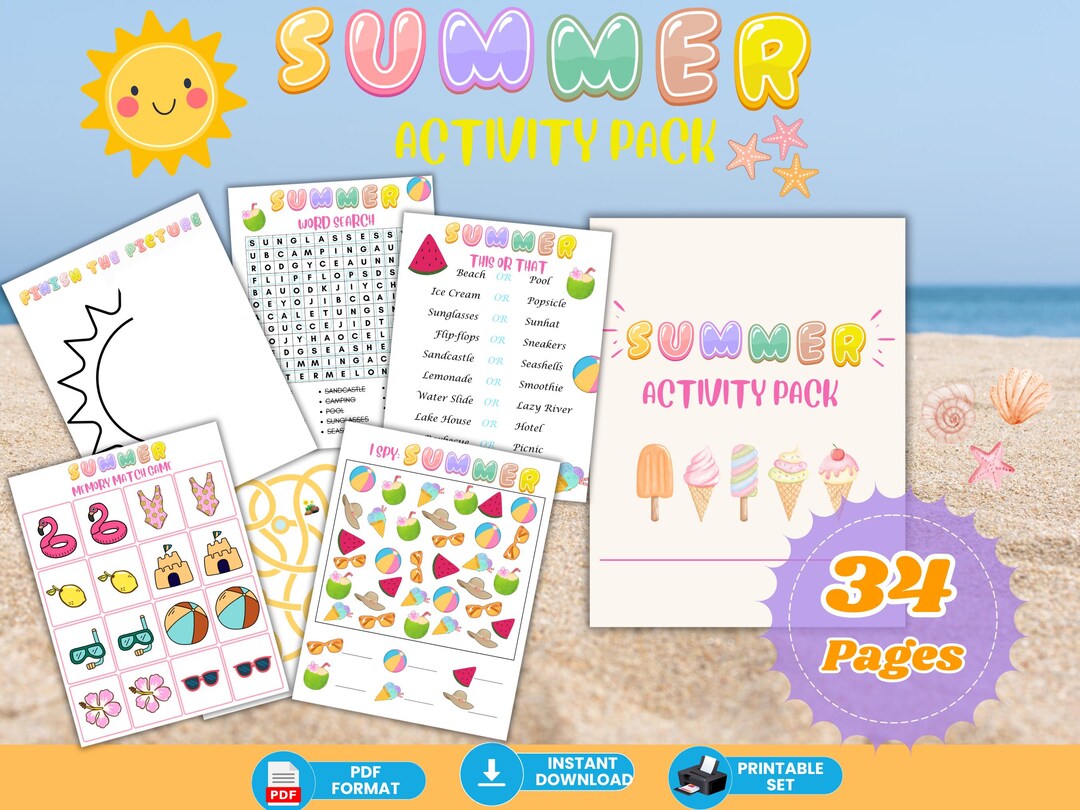 Summer Activity Bundle for Kids, Printable Boredom Busters, Summer ...