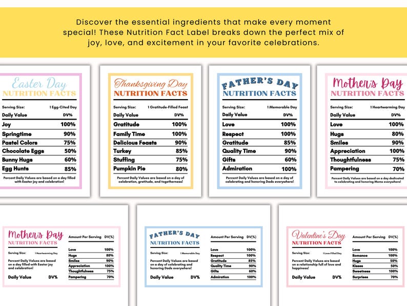 Editable Holiday Nutrition Fact Labels, Christmas Treat Bag Templates ...