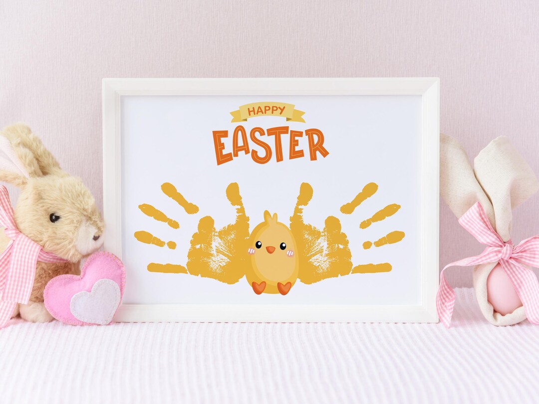 Happy Easter Handprint Art, Easter Chick Handprint Craft, Easter ...