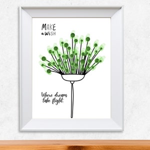 Fingerprint Dandelion Art Craft, Wishes Handprint Craft, Keepsake DIY ...