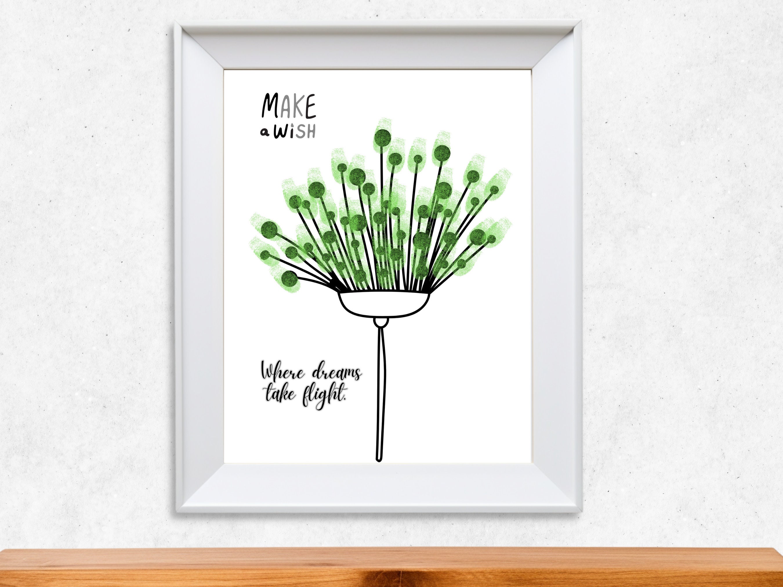 Fingerprint Dandelion Art Craft, Wishes Handprint Craft, Keepsake DIY ...
