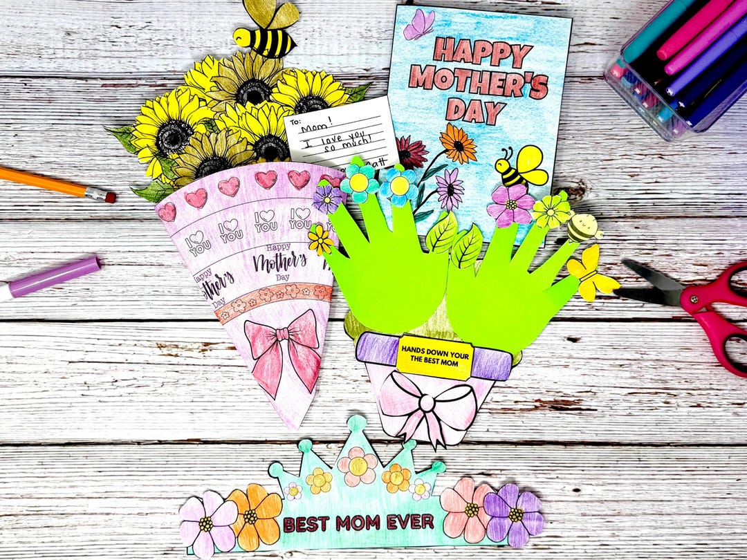 Mother's Day Craft Bundle, Mothers Day Bouquets, Mom Gift, Printable ...