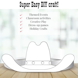 Cowboy Hat Paper Crown, Cowboy Hat Coloring Paper Crown Template, Wild ...