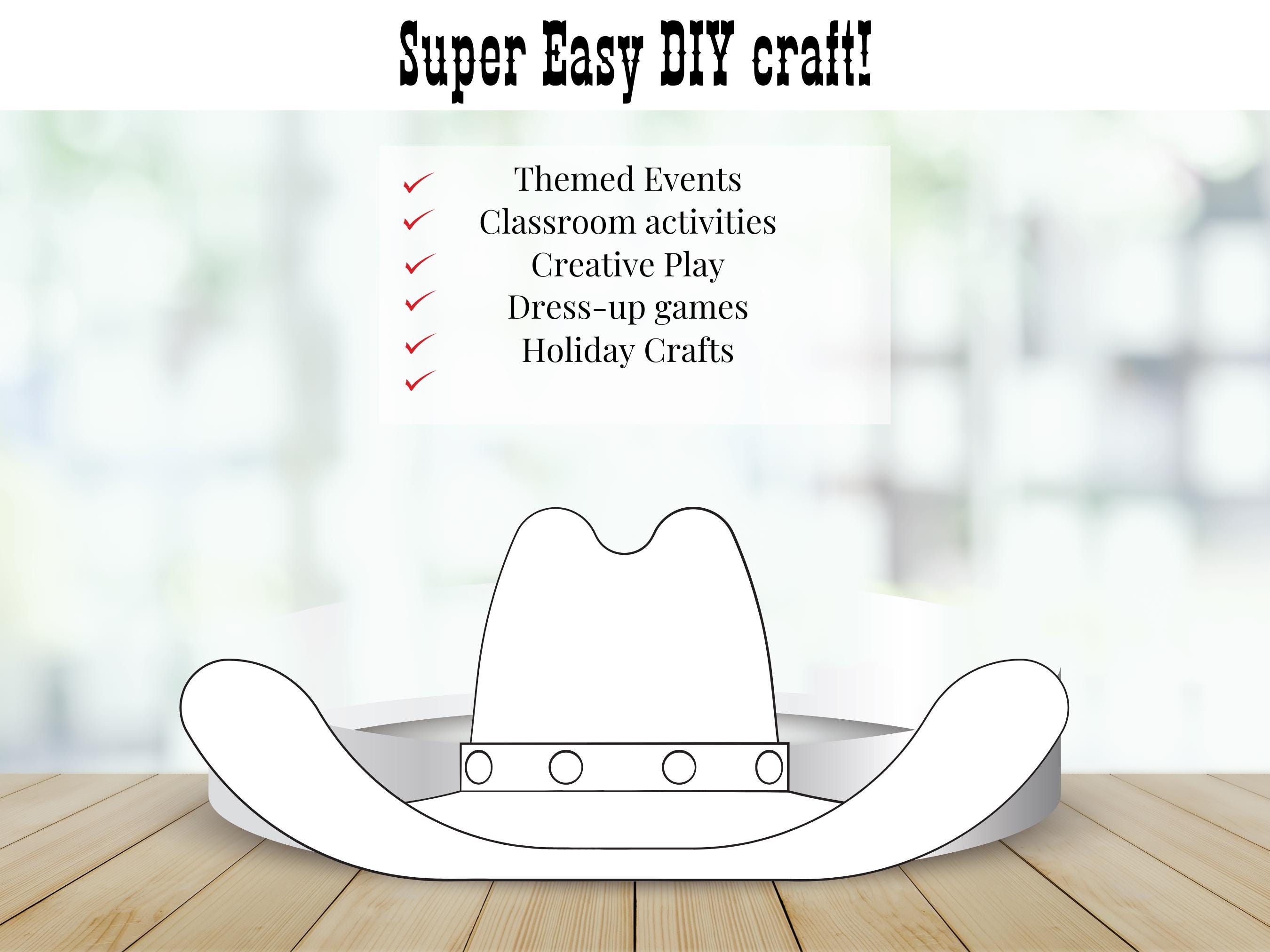 Cowboy Hat Paper Crown, Cowboy Hat Coloring Paper Crown Template, Wild ...