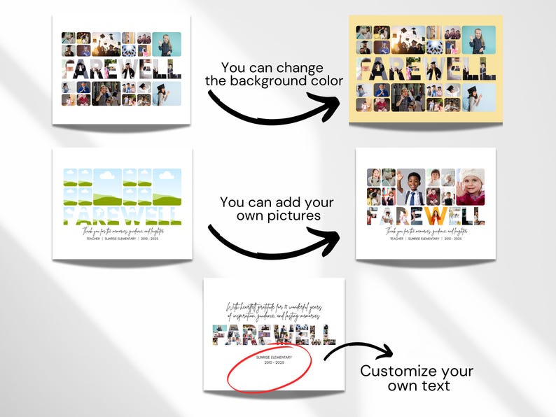 Farewell Photo Collage Templates, Retirement or Goodbye Gift for ...