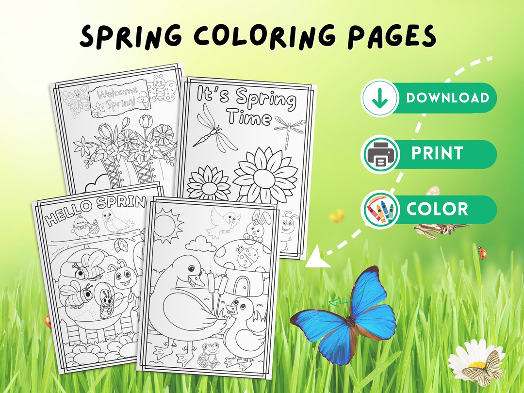 Spring Coloring Pages for Kids, Printable Activity Sheets & Craft Pages ...