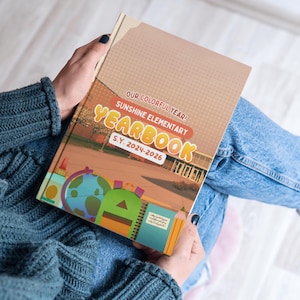 Elementary Yearbook Template, Editable Canva Yearbook, School Memory ...