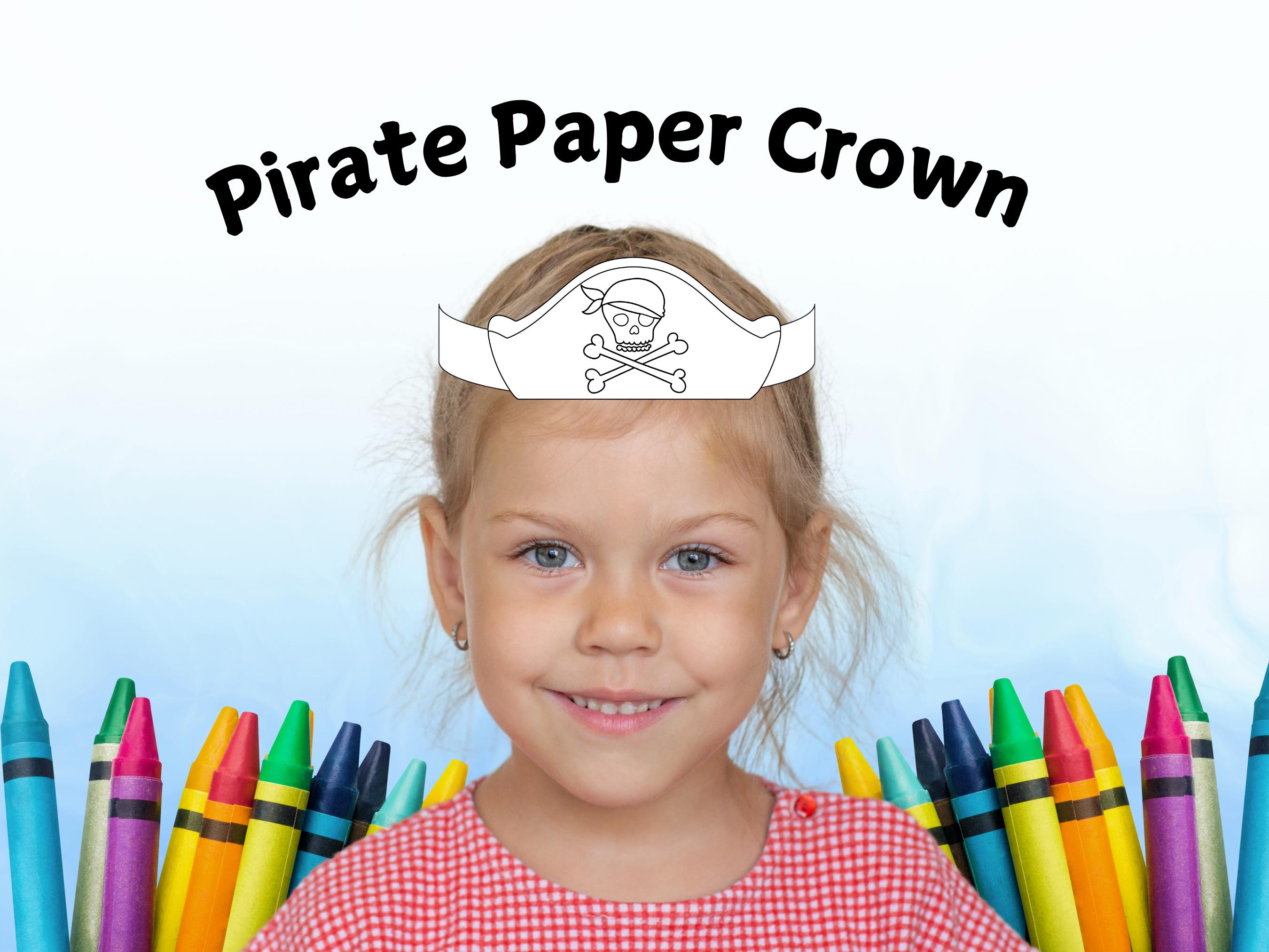 Pirate Hat Paper Crown Template, Printable Paper Crown, Pirate Coloring ...