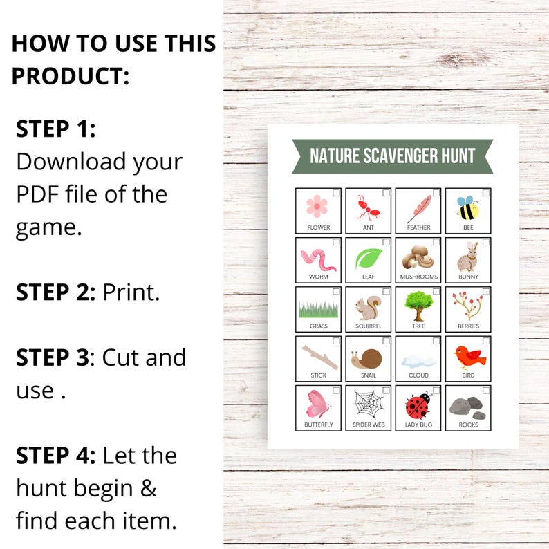 Printable Nature Scavenger Hunt Game, Backyard Treasure Hunt, Nature ...