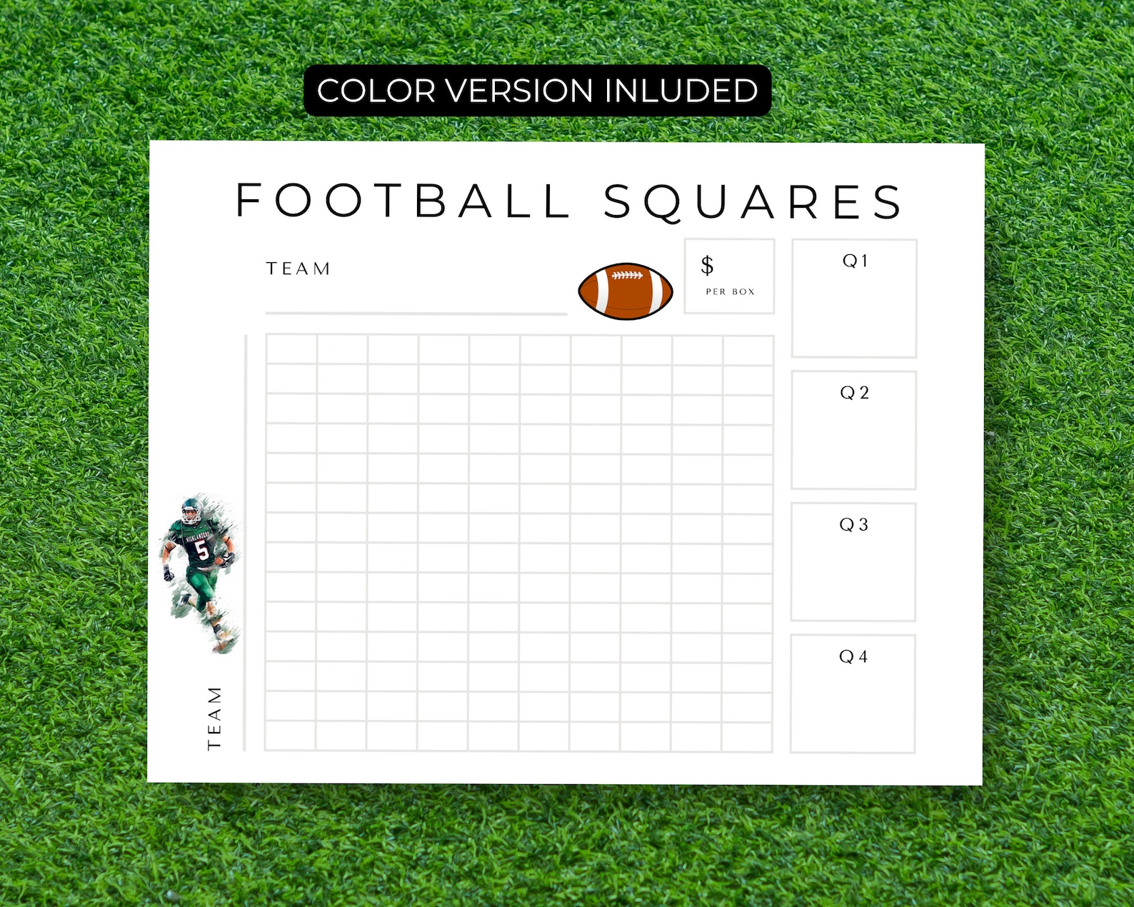 Football Squares Games Printable & Editable Canva Template, Football ...