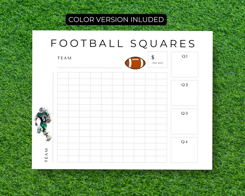 Football Squares Games Printable & Editable Canva Template, Football ...