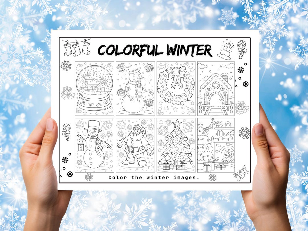 Printable Winter Coloring Page, Christmas Activity Placemat, Winter ...
