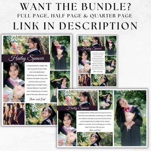 Editable Half Page Yearbook Ad Layout, High School Senior Half Page AD ...