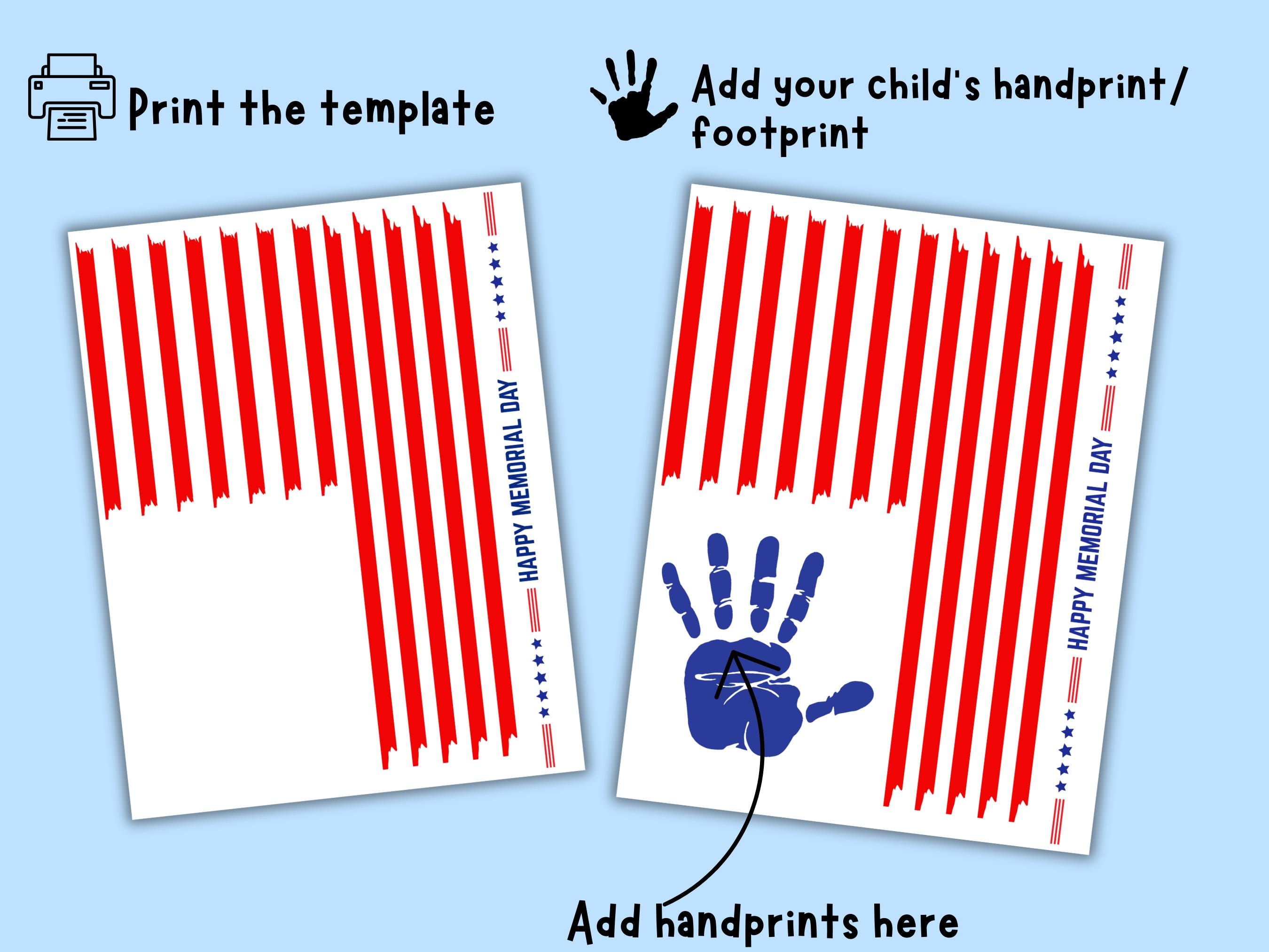Happy Memorial Day Handprint Craft, Patriotic Handprint Art Keepsake ...