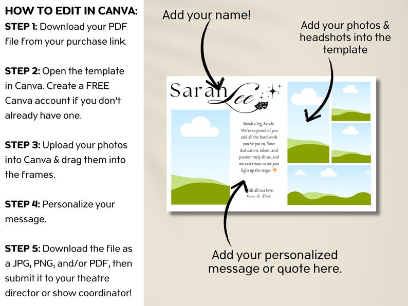 Theatre Ad Template, Theater Program Ad Template, Drama Student Ad ...