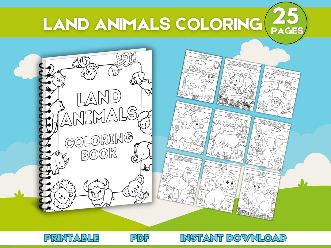 Land Animal Coloring Pages for Kids, Printable Animal Coloring Pages ...