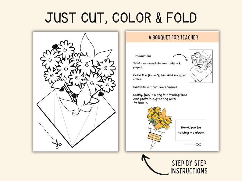 Printable Teacher Appreciation Craft, Flower Bouquet Activity for Kids ...