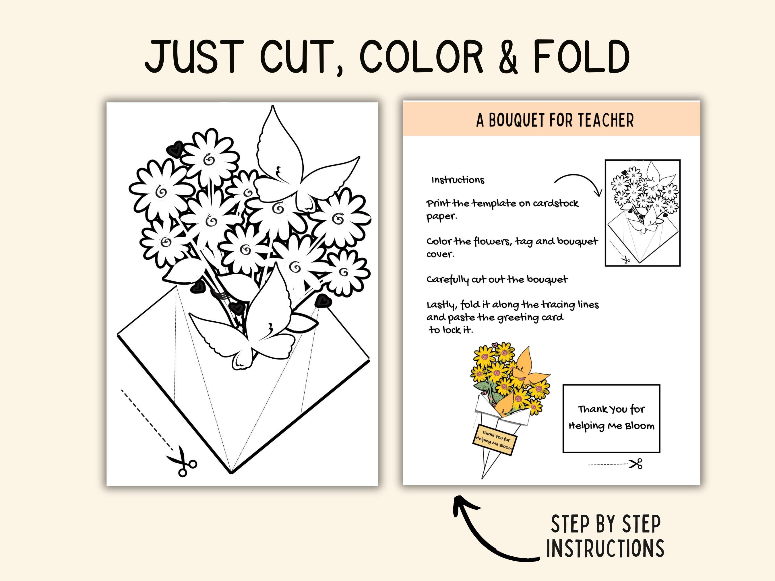 Printable Teacher Appreciation Craft, Flower Bouquet Activity for Kids ...