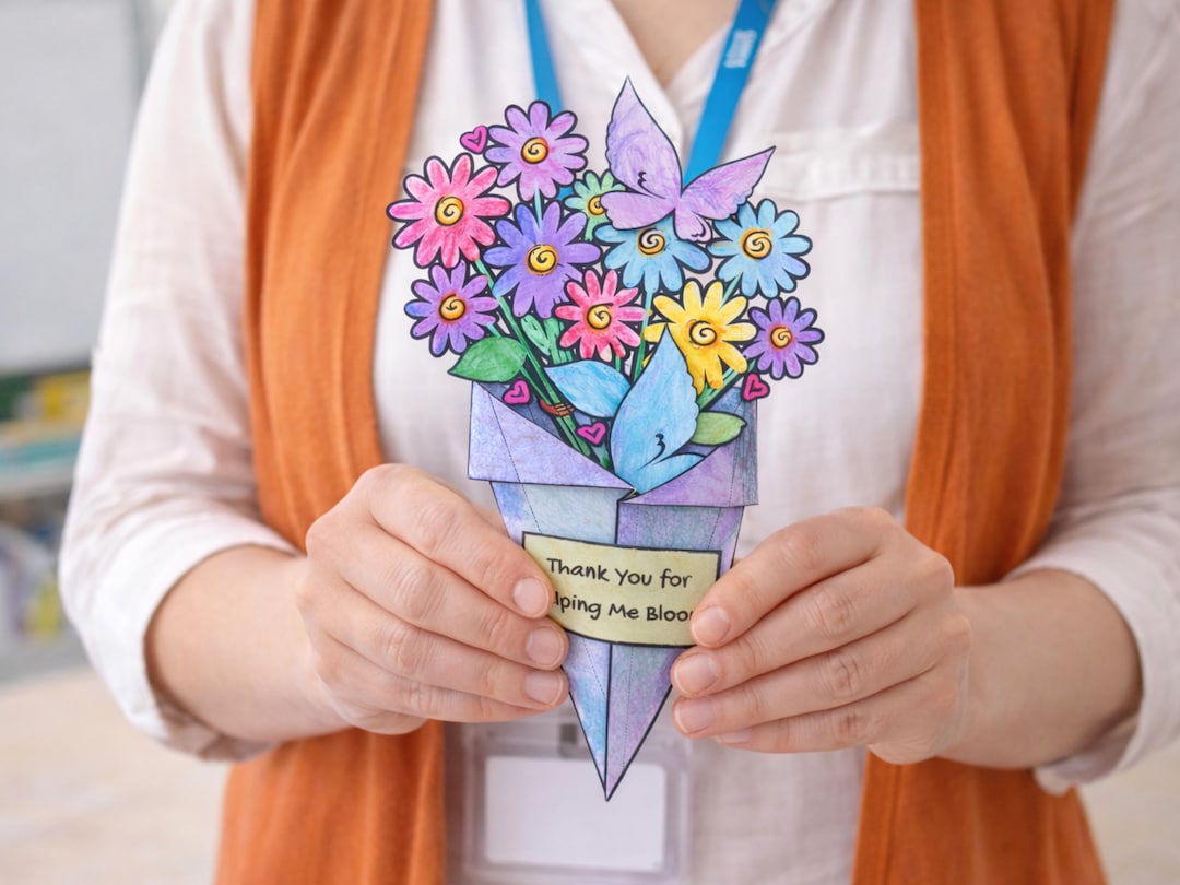 Printable Teacher Appreciation Craft, Flower Bouquet Activity for Kids ...