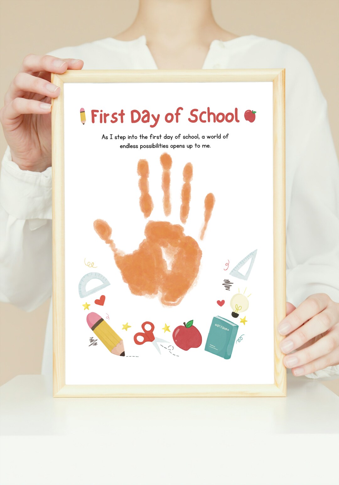 First Day of School Handprint Art Craft Back to School Printable First ...