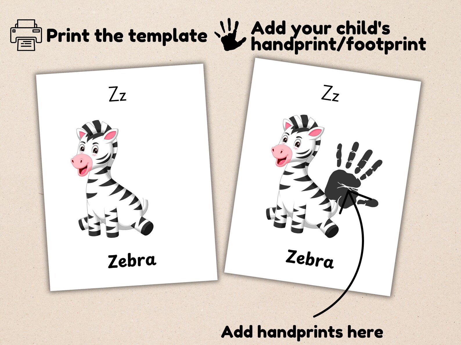 Animal Alphabet Handprint Art Craft Bundle, A-Z Alphabet Footprint Art ...