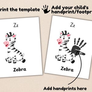 Animal Alphabet Handprint Art Craft Bundle, A-Z Alphabet Footprint Art ...