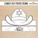 Cowboy Hat Paper Crown, Coloring Craft for Kids, Cowgirl & Cowboy ...