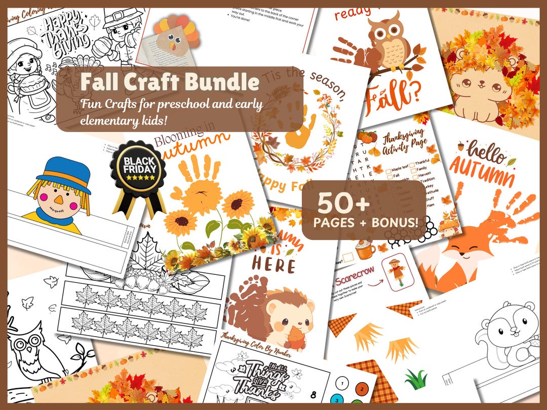 Fall Craft Bundle, Preschool Thanksgiving Crafts, Kids Paper Crafts ...
