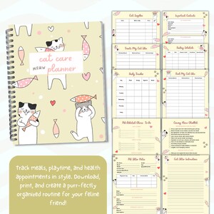 Cat Care Planner, Printable Cat Care Binder, Cat Checklist Pet Tracker ...