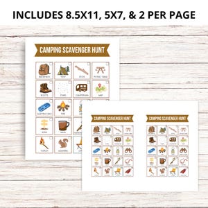 Camping Scavenger Hunt Game, Outdoor Treasure Hunt Printable for Kids ...