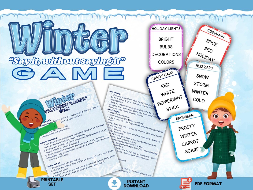 Printable Winter Game, Say It Without Saying It Game for for Kids ...