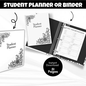 Printable Student Planner, Student Notebook Binder, Daily Study Planner ...