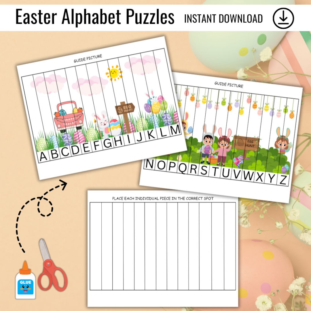 Easter Alphabet Puzzles for Kids, Printable Montessori Toddler ...