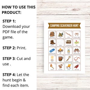 Camping Scavenger Hunt Game, Outdoor Treasure Hunt Printable for Kids ...